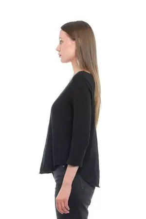 WILT CLOTHING 3/4 Sleeve V-neck Shirttail Tee With Raw Hem - White