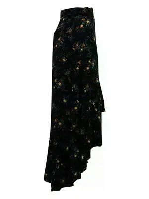 Sandro Floral Print Asymmetric Skirt