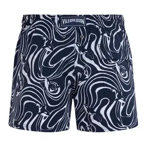 Vilebrequin Orcas Waves Print Stretch Swim Shorts - Navy