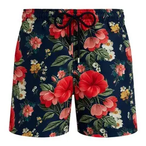 Vilebrequin Swim Shorts With Trompe-l’œil Floral Print - Navy