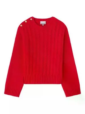 GANNI Cable Knit Buttoned Sweater