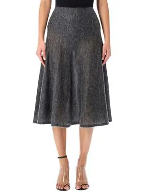 Alaïa Mohair Knit Circular Midi Skirt - Gris Chine