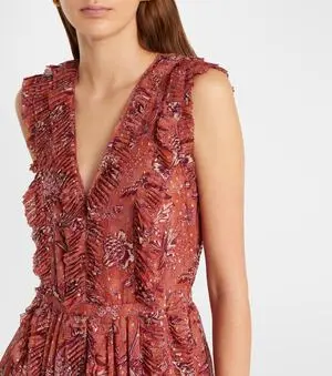 Ulla Johnson Aida Ruffled Silk-blend Chiffon Maxi Dress - Orange