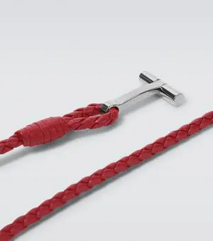 TOM FORD Braided Leather Bracelet - Red