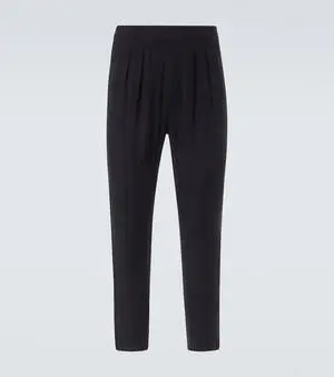 TOM FORD Striped Cotton And Silk Straight Pants - Black