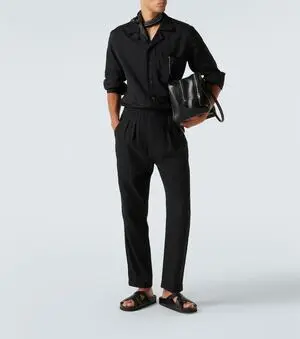 TOM FORD Striped Cotton And Silk Straight Leg Trousers