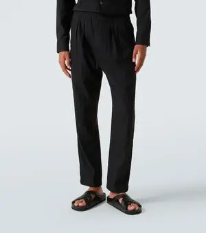 TOM FORD Striped Cotton And Silk Straight Leg Trousers