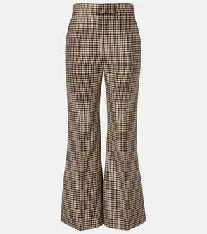 Valentino Garavani Houndstooth Cropped Virgin Wool Flared Pants - Multicoloured