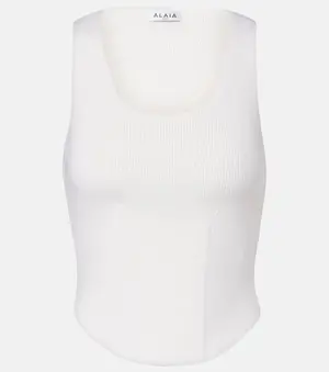 Alaïa Ribbed-knit Wool-blend Bustier - White