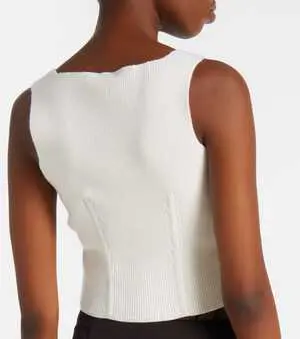 Alaïa Ribbed-knit Wool-blend Bustier - White