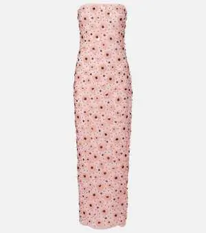 Remain Birger Christensen Sequined Strapless Midi Dress - Pink