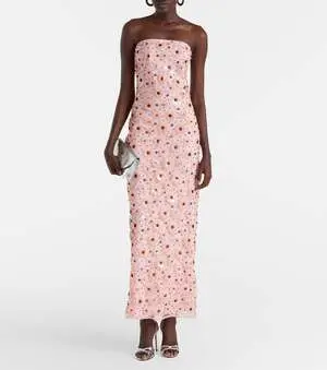 ROTATE BY BIRGER CHRISTENSEN Sequined Strapless Midi Dress