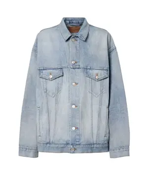 Balenciaga Logo Denim Jacket - Blue