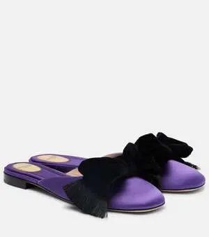 Valentino Garavani Reinette Bow-detail Satin Flats - Purple