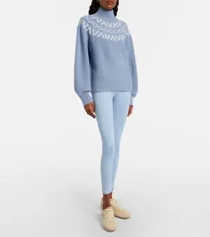 Varley Marcie Ribbed-knit Turtleneck Sweater - Blue