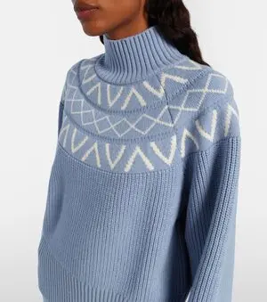 Varley Marcie Ribbed-knit Turtleneck Sweater - Blue