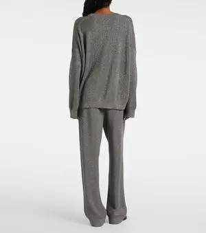 Brunello Cucinelli Cotton-blend Lamé Crewneck Sweater - Grey