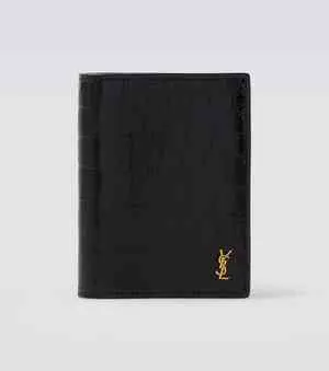 Saint Laurent Cassandre Leather Card Holder - Black