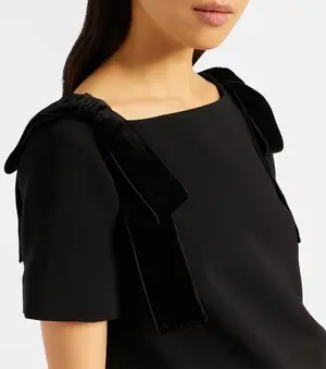 Carolina Herrera Velvet Bow Detail Crêpe Top