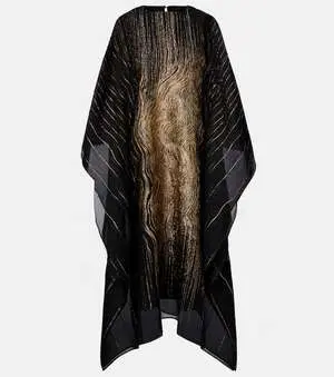 TALLER MARMO Venice Silk-blend Fil Coupé Kaftan - Black