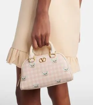 Valentino Garavani Gingham Leather Tote Bag