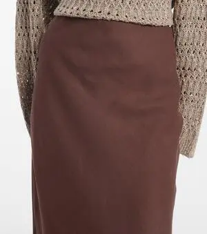Brunello Cucinelli Twill Maxi Skirt - Brown