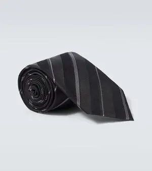 Brunello Cucinelli Striped Silk Tie - Black