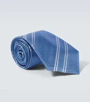 Brunello Cucinelli Striped Silk Tie - Blue