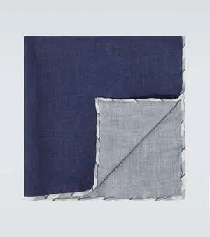 Brunello Cucinelli Silk Pocket Square - Blue