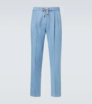 Brunello Cucinelli Pleated Straight-leg Cotton Trousers