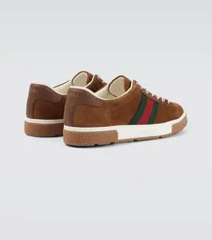 Gucci Ace Web Stripe Suede Sneakers