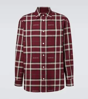 Gucci Script Plaid Cotton Jacquard Shirt