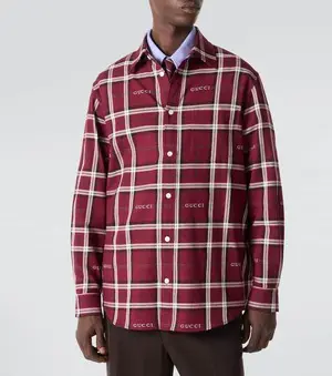 Gucci Script Plaid Cotton Jacquard Shirt