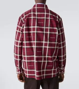 Gucci Script Plaid Cotton Jacquard Shirt