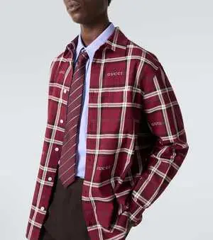 Gucci Script Plaid Cotton Jacquard Shirt