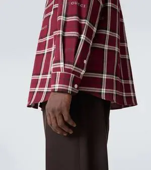 Gucci Script Plaid Cotton Jacquard Shirt