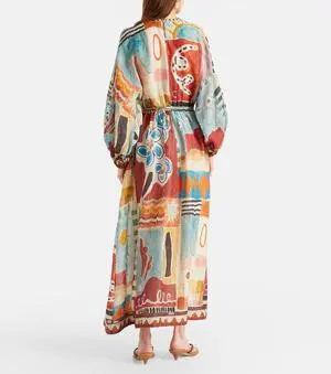 ALEMAIS Alémais X Lrnce Michelle Printed Ramie Midi Dress - Multicoloured
