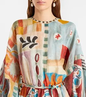 ALEMAIS Alémais X Lrnce Michelle Printed Ramie Midi Dress - Multicoloured