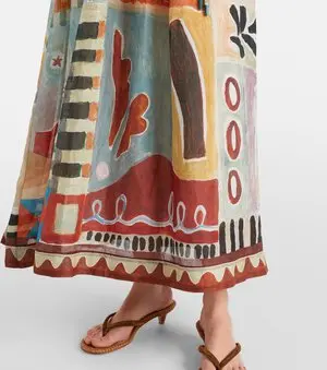 ALEMAIS Alémais X Lrnce Michelle Printed Ramie Midi Dress - Multicoloured