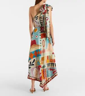 ALEMAIS Alémais X Lrnce One-shoulder Silk Midi Dress