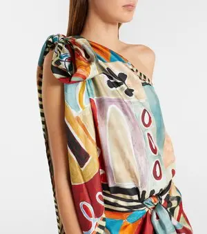 ALEMAIS Alémais X Lrnce One-shoulder Silk Midi Dress