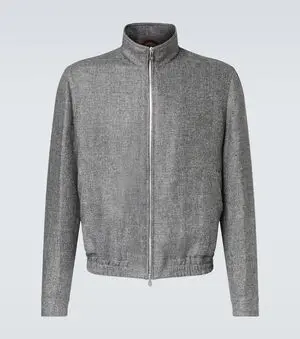 Brunello Cucinelli Silk, Linen, And Wool Jacket Grey