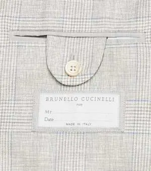 Brunello Cucinelli Checked Double-breasted Wool Blazer