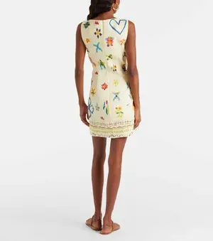 ALEMAIS Sidi Floral Linen-blend Minidress - Multicoloured