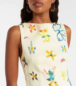 ALEMAIS Sidi Floral Linen-blend Minidress - Multicoloured