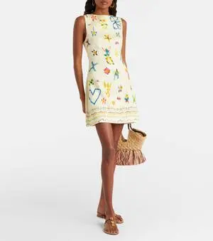 ALEMAIS Alémais Sidi Floral Linen-blend Minidress - Multicoloured