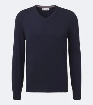 Brunello Cucinelli Cashmere V-neck Sweater - Blue