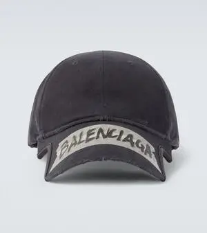 Balenciaga Masking Tape Cotton Drill Baseball Cap - Black