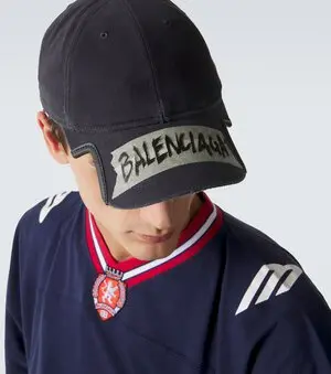 Balenciaga Masking Tape Cotton Drill Baseball Cap - Black