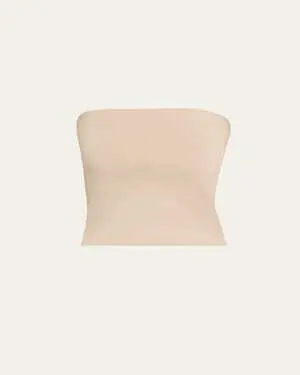 Brunello Cucinelli Strapless Jersey Crop Tube Top - Talc